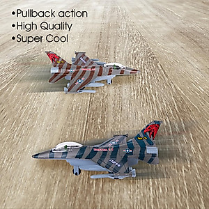 ArtCreativity Diecast F-16 Fighter Jet Toy, Pull Back Military Fighter Jets, Set of 2, Diecast Metal Airplane Jet Toys, Air Force Military Cake Decorations, Birthday Gift for Toddler Boys and Girls