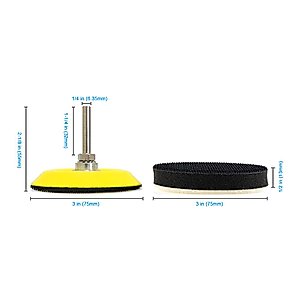 3 Inch (75mm) Hook and Loop Sanding Pad for Sanding Discs with 1/4 inches Shank Drill Attachment and Soft Foam Layer Buffering Pad, 5 Packs