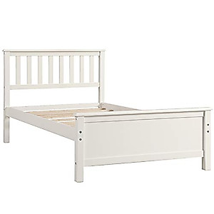 Merax Twin Bed Frame, Platform Bed with Headboard, Footboard and Wood Slat Support, No Box Spring Needed
