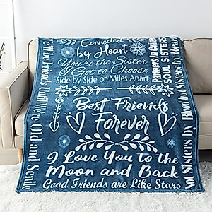 Best Friend Blanket Birthday Gifts with Loving Messages | Luxurious Friends Blanket for Best Friend Birthday Gifts for Women | Snuggly Soft Fleece Blanket 50" X 60"