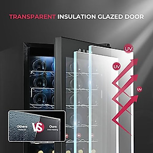 Icyglee 4.5 CU.FT Wine Cooler Refrigerator, Small Built-in Wine Fridge for Red, White and Champagne, Mini Fridge with Adjust Temperature, Black