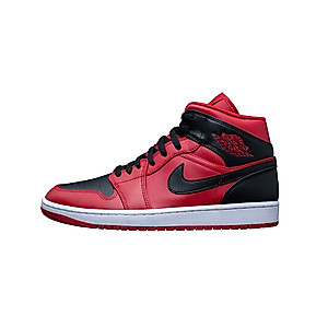 Nike Jordan Mens Jordan 1 Mid 554724 660 Reverse Bred, Gym Red/Black/White, Size 11