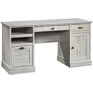 Sauder Barrister Lane Home Office Executive Desk in White Plank, White Plank Finish