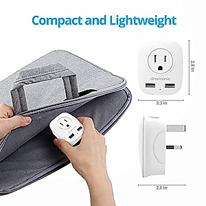 [2-Pack] US to UK Ireland Travel Plug Adapter, Anstronic International Power Adapter with 2 USB, 4 in 1 Power Outlet Adaptor for USA to British England Dubai Irish Scotland Hong Kong(Type G)