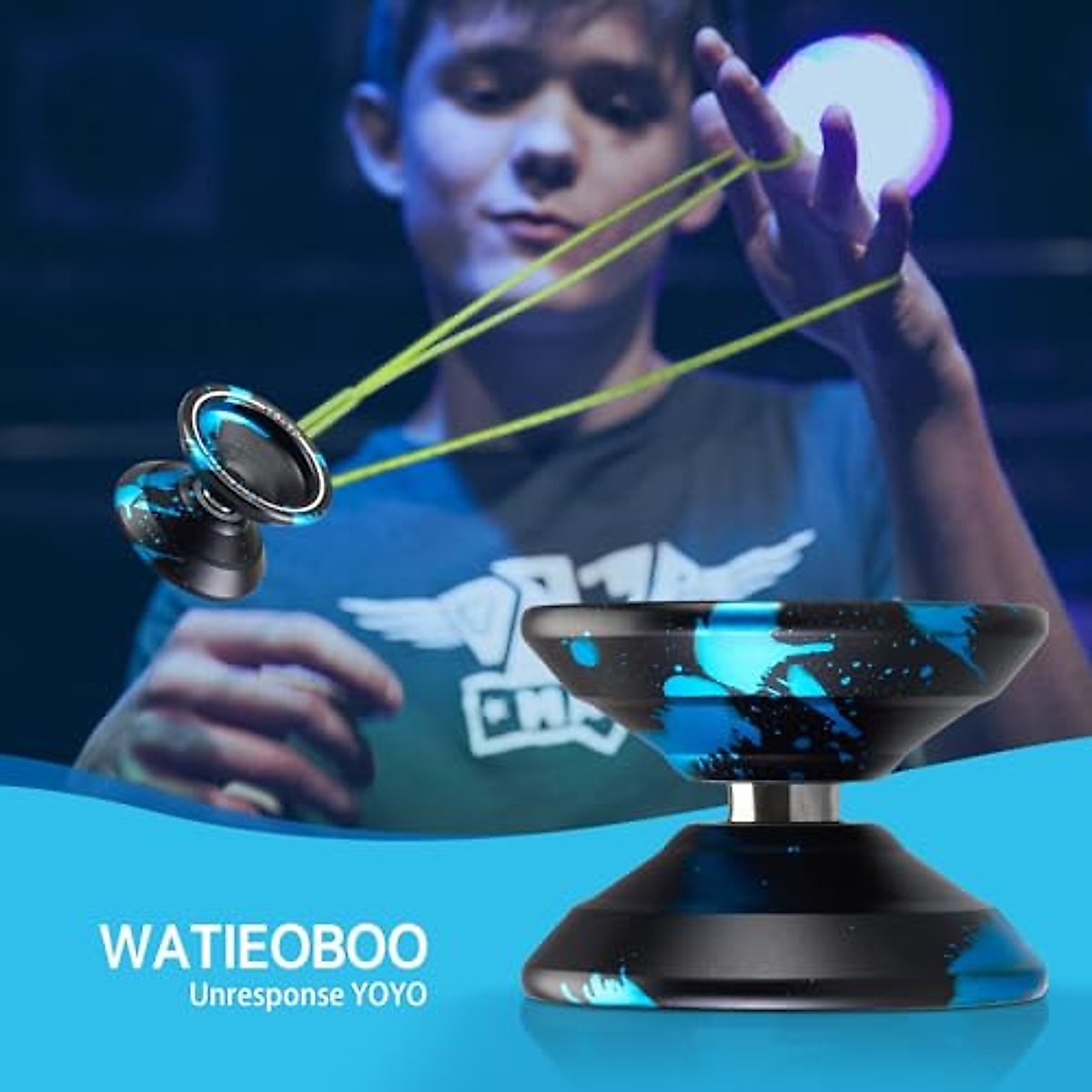 WATIEOBOO Yoyo Professional,Metal Responsive Yoyo for Kids Beginners, Unresponsive Yoyo for Adults Intermediate-Advanced Players with Glove and 10 Replacement Yoyos Strings-Model WA-01