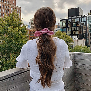 Simnice 25 Pack Hair Scrunchies Rabbit Bunny Ear Bow Bowknot Scrunchies Velvet Scrunchy Bobbles Elastic Hair Ties Bands Ponytail Holder