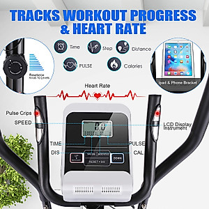 ANCHEER APP Elliptical Machine, 2021 Newest Elliptical Machine for Home Use with Pulse Rate Grips and LCD Monitor, Magnetic Smooth Quiet Driven