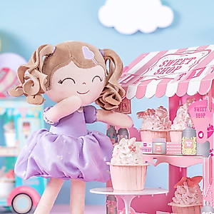 Gloveleya Baby Doll Gifts Plush Curly Girl Toys with Love 16" Purple Light Skin