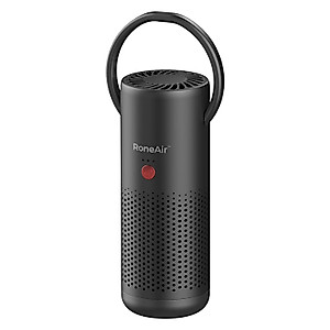RoneAir Car Air Purifier, Cordless Portable Air Purifier for Car, Small Room, Office with True HEPA Filter, Travel Air Purifier for Smoke, 0dor & Dust with USB C, Aroma Chamber (Grey)