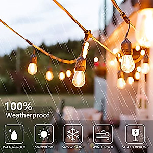 Voolex Outdoor String Lights, 2 Color Changing 52FT S14 Patio Lights Weatherproof, 15PCS Connectable Edison Bulbs, 11 Control Modes Hanging Lights