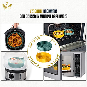 2-Pack Air Fryer Silicone Liners - Premium 8 Inch Air Fryer Liner - Reusable Air Fryer Liners - Food Grade Airfryer Liners Oven Accessories - Air Fryer Basket Oven Liners Fits 3.6 to 6 QT Air Fryer