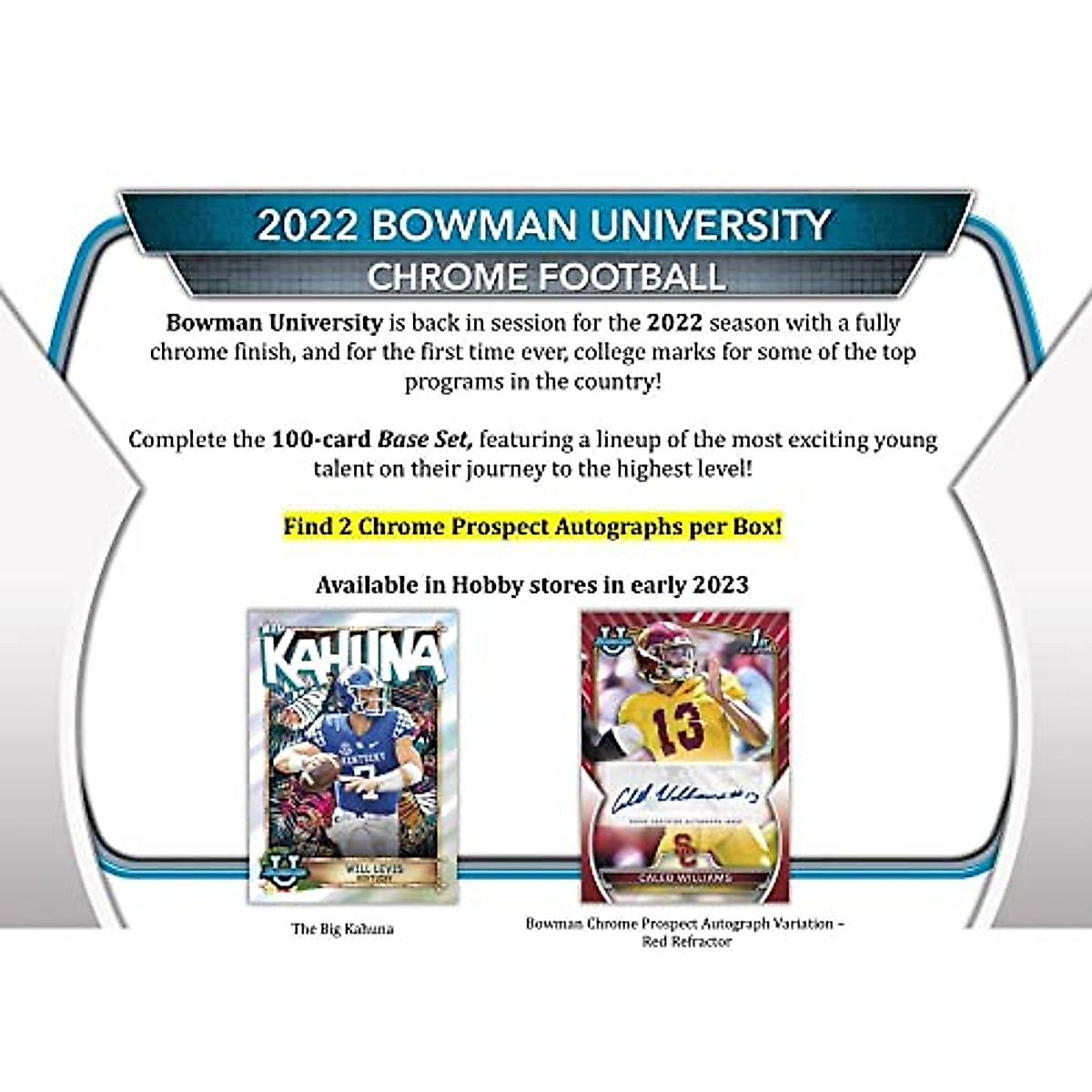 2022 Bowman Chrome University Football Hobby Box (24 Packs/4 Cards: 2 Autos)