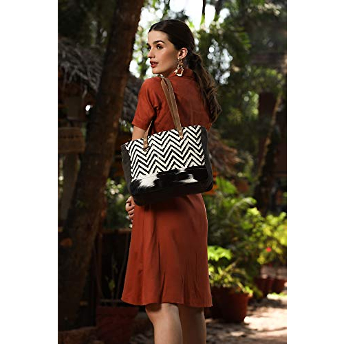 Myra Bag Blaze Upcycled Canvas & Cowhide Handbag S-1475