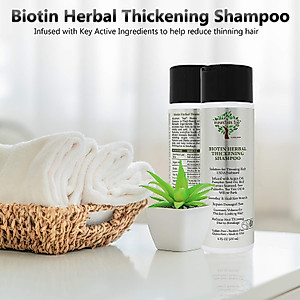 MOUNTAIN TOP Biotin Herbal Thickening Shampoo (8oz / 273ml) with Argan Oil, Pumpkin Seed Oil, Red Korean Seaweed, Saw Palmetto, Tea Tree Oil & Willow Bark, Sulfate Free, All Hair Types, Men and Women