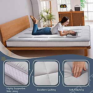 MAXYOYO 6" Extra Thick Floor Futon Mattress, Foldable Japanese Floor Mattress for Adults, Roll Up Tatami Pad for Guest Room, Grey, Twin