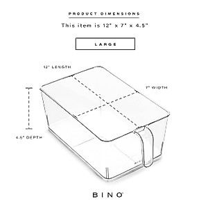 BINO l Plastic Storage Bins l THE HOLDER COLLECTION l 4-Pack, Large Multi-Use Clear Containers for Organizing with Built-in Handles l Pantry Organization & Storage l Kitchen Organizer l Storage Bins