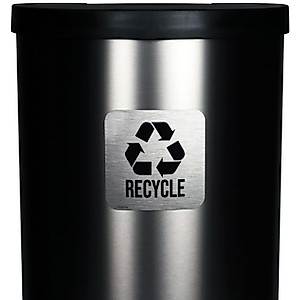 Recycle and Trash Magnets for Kitchen Trash Cans and Recycling Bins, Indoor Trash and Recycle Magnet Combo for Garbage Can Logo Symbol, 2 Magnetic Sticker Adhesives, 5.5 Inch Square, Outdoor Waste Bin