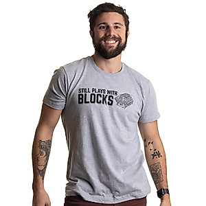 Ann Arbor T-shirt Co. Still Plays with Blocks | Funny Engine Mechanic Car Guy Truck Repair Men T-Shirt-(Adult,L) Sport Grey
