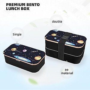 The Solar Family Adult Lunch Box, Bento Box, With Cutlery Set Of 3, 2 Compartments, Rectangular, Lunch Box For Adults