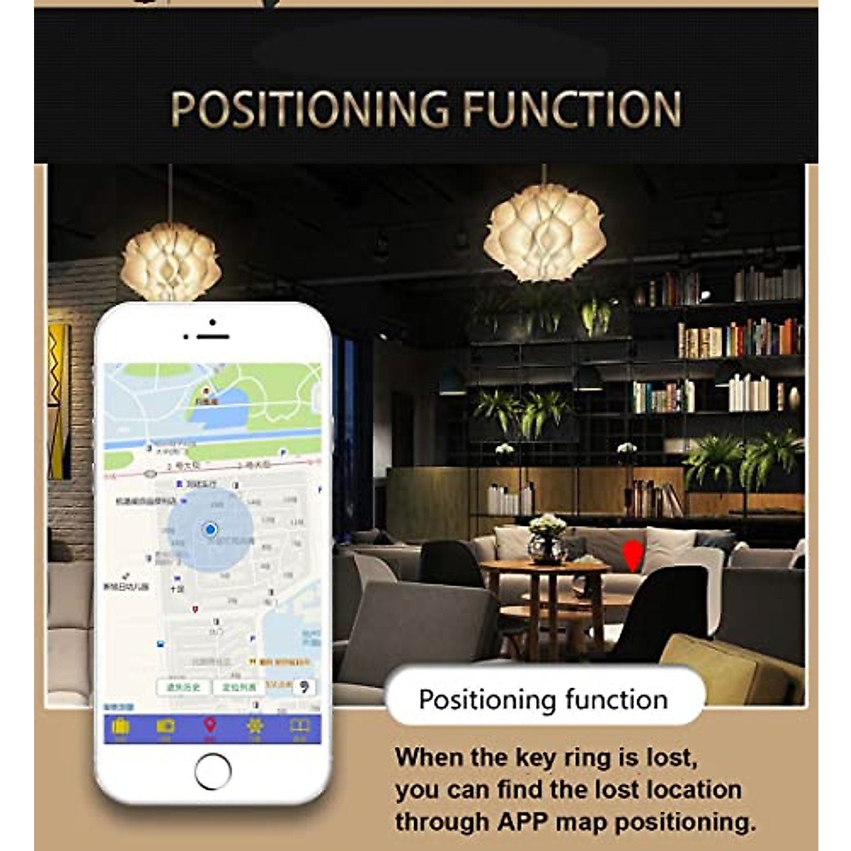 Anti-Lost Cowhide Leather Key Ring, with Alarm, Bluetooth, Position Record (via Phone GPS) (Blue)