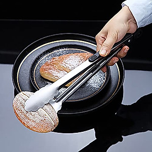 12 Inch Barbecue Tongs, Stainless Steel BBQ Tongs, Premium Grill Tongs for Cooking, Metal Tongs for Massive Meat, Locking Kitchen Tongs, Stylish Sturdy Cooking Tongs