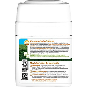 Happy Baby Organics Infant Formula, Milk Based Powder with Iron Stage 1, 21 Ounce (Pack of 1) packaging may vary