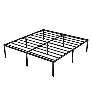 NEW JETO Metal Bed Frame-Simple and Atmospheric Metal Platform Bed Frame, Storage Space Under The Bed Heavy Duty Frame Bed, Durable King Size Bed Frame, 18 Inch, King