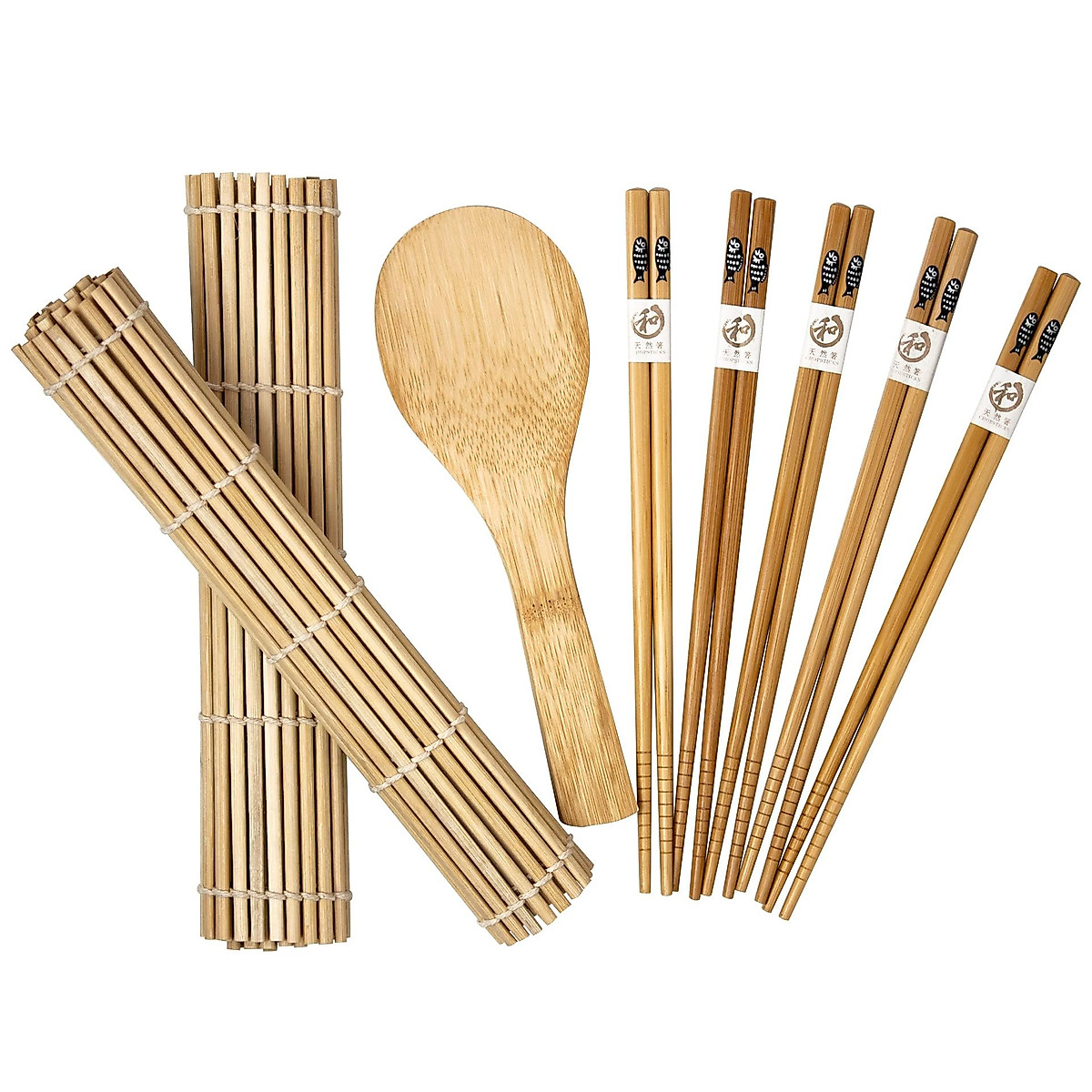 Bamboo Sushi Making Kit Sushi Roller Kit With Bamboo Sushi Mats for Sushi Bamboo Sushi Maker Kit For Homemade Sushi Set With 8 Sushi Making Tools with 2 Bamboo Sushi Rolling Mat Sushi Roll Maker Kit