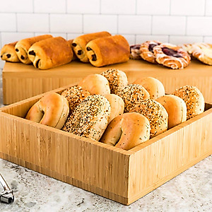 Restaurantware 11.75 x 3.25 Inch Wooden Tray 1 Durable Square Wood Box - Break-Resistant Chip-Resistant Natural Bamboo Wooden Box Tray For Food Cutlery And Utensils