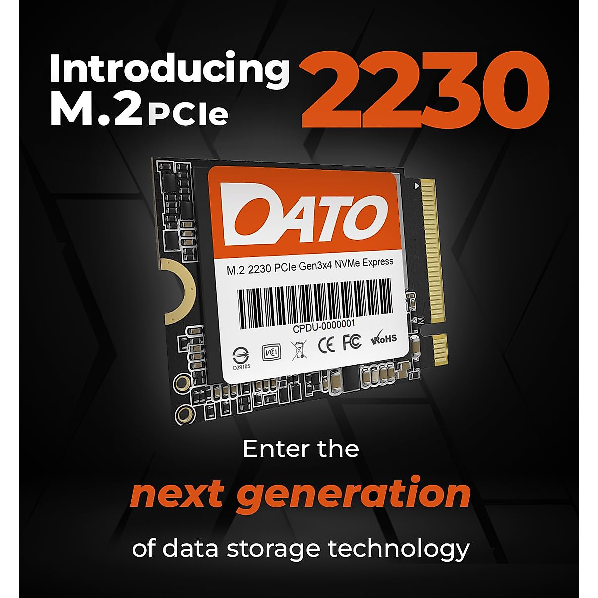 DATO 1TB SSD M.2 2230, NVMe 1.3 PCIe Gen3x4, Internal Solid State Drive, Up to 2500/1700 MB/s, DP330 Series
