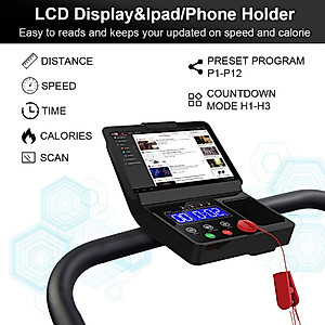 GOYOUTH Folding Treadmill for Home Electric Motorized Workout Foldable Running Machine Portable Compact Treadmills Jogging Machine for Running and Walking Exercise Fitness, Free Installation