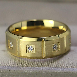 TWO RINGS His Hers Wedding Ring Sets Couples Rings Women's 10k Yellow Gold Filled White CZ Wedding Engagement Ring Bridal Sets & Men's Tungsten Carbide White Cz Wedding Band