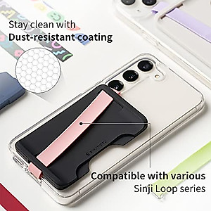 Sinjimoru Silicone Card Holder with Loop, Finger Grip Strap for iPhone, Samsung Galaxy and Android Cell Phones - ID Credit Card Wallet Sleeve for Phone Cases. Sinji Loop Wallet Black 230
