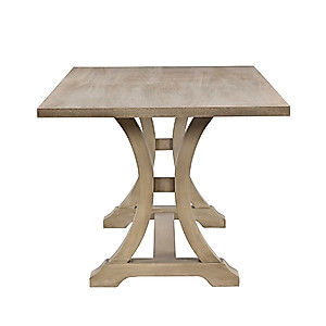 SIYSNKSI 6-Piece Farmhouse Dining Table Set, Rectangular Trestle Table with 4 Upholstered Chairs and 1 Bench, Wooden Kitchen Set Living Room, Dining Table Set for 6