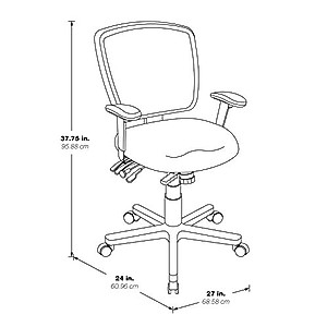 Office Star ProGrid Breathable Mesh Manager's Office Chair with Adjustable Seat Height, Multi-Function Tilt Control and Seat Slider, Mid Back, Icon Black Fabric