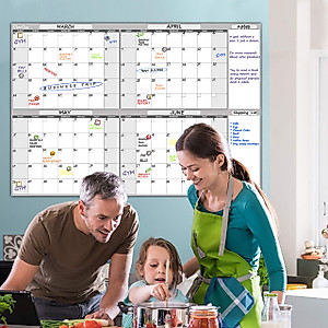 CLEVER CLEAN Large Dry Erase Wall Calendar - 36" x 52" Undated 4-Month Calendar for Home, Office, School - Reusable Jumbo Laminated Task Organizer