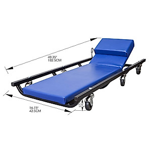TCE ATR6452U Torin Rolling Garage/Shop Creeper: 40" Padded Mechanic Cart with Adjustable Headrest and 6 Casters, Blue