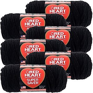 Red Heart Black Super Saver Yarn 6/Pk 6 Pack