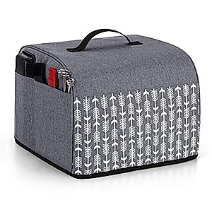 Yarwo Dust Cover with Pockets Compatible with Ninja Foodi Grill, Heavy Duty Nylon Cover with Wipe Clean Liner, Gray with Arrow