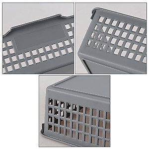 Knifefish 6 Packs Plastic Storage Baskets, Paper Organizer Baskets , Shallow Storage Basket Trays, Grey