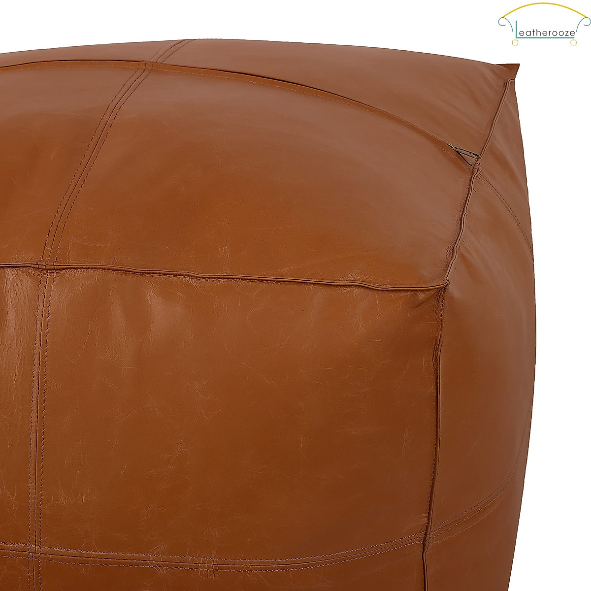 LEATHEROOZE Amazing Square unstuffed Ottoman Pouffe Moroccan Leather, Ottoman Square Pouf, Light tan Handmade Footstool Square pouffe Moroccan (44 * 44 * 18 inch)