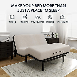 FLEXISPOT Adjustable Bed Frame Base Queen,Segmented Design,Easy Assemble,Adjustable Bed Legs, Oxford Fabric Bedspread,Wired Remote,Whisper Quiet Durable Motor,Mattress Holder.