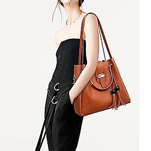 3Pcs Set Purses and Handbags for Women PU Leather Fashion Tote Bag Wallet Crossbody Shoulder Bag Handbags Top Handle Satchel Bag Purse Set, Brown