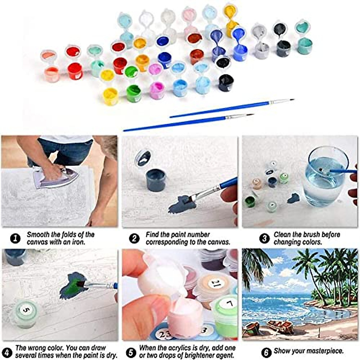 2 Pack Frame Paint by Number for Kids Mountain Sun– Kids Paint Set DIY Paint by Numbers for Kids Beginners Ages 4-8 |Easy Acrylic Watercolor Paint Numbers Oil Painting Kits for Kids (with Frame)