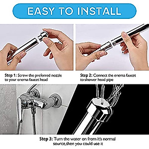 New Nozzle Clean Shower Head,2 Shower Heads 3 Aluminum Cleaner Flushing Cleansing System (Silver)