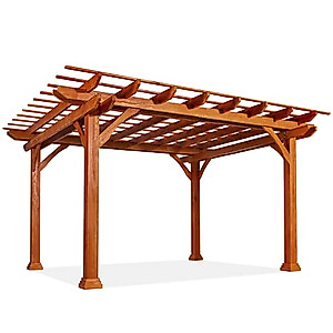 U-MAX Outdoor Pergola 12'x10' Wood Pergola Gazebo with Durability, Stability, Structure, Snow and Wind Supported, Corrosion Resistance for Patio Deck Garden