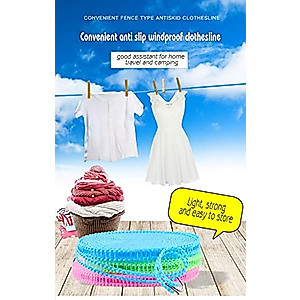 Cafurty 26-ft Portable Travel Clothesline, Adjustable for Indoor Outdoor Laundry Line, Upgraded Version Windproof Non-Slip Clothes Line, Clotheslines for Camping Travel and Home Use - Blue