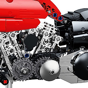 MANYI Motorbike Toy Building Kit,Build A Motorcycle Building Blocks Set Model,Featuring Gearbox and Suspension（613Pieces）