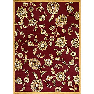 Home Dynamix Optimum Malin Area Rug 5'2" x7'2", Traditional Oriental Floral, Red/Beige