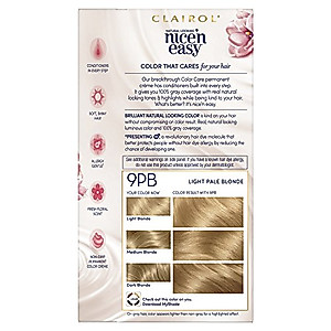 Clairol Nice'n Easy Permanent Hair Dye, 9PB Light Pale Blonde Hair Color, 1 Count